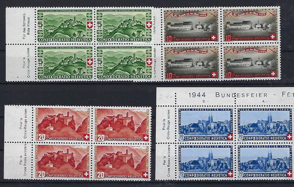 Pro Patria Viererblocks 1944 gestempelt 14672 (Gebraucht) in Lunden für CHF 5.5 – mit Lieferung ...