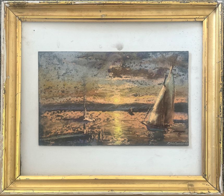 Sonnenuntergang Szene Pastel Gemälde, Unleserlich Signiert | Kaufen auf Ricardo