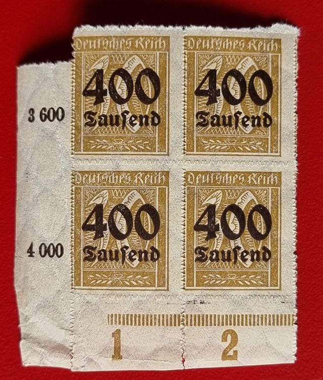 DEUTSCHES REICH INFLATION VIERERBLOCK ÜBERDRUCK GEZACKT** | Kaufen auf Ricardo