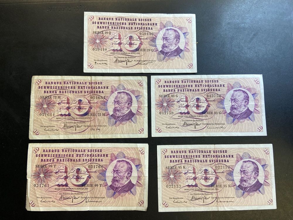 5x10Fr.-Note Schweiz versch. Jahrgänge | Kaufen auf Ricardo