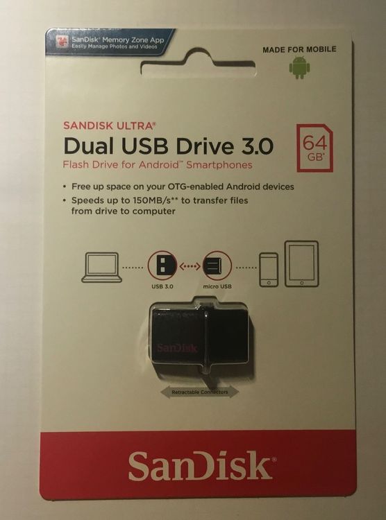 Dual USB SanDisk Ultra Drive 64 GB NEU (Neu und originalverpackt) in ...