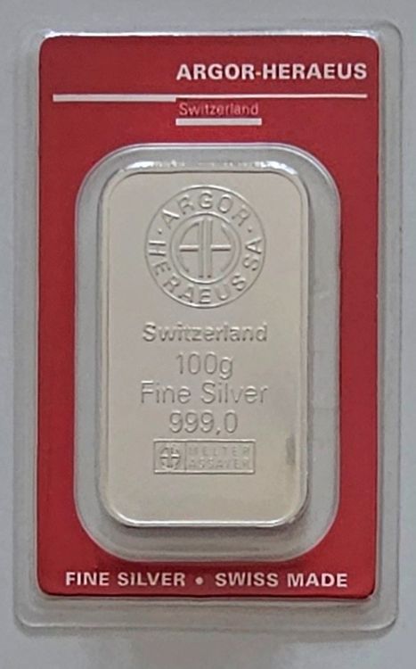 Silber barren 100 gr Argor Heraeus Silver (Neu und originalverpackt) in ...
