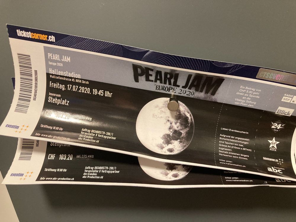2 x Pearl Jam Ticket | Kaufen auf Ricardo