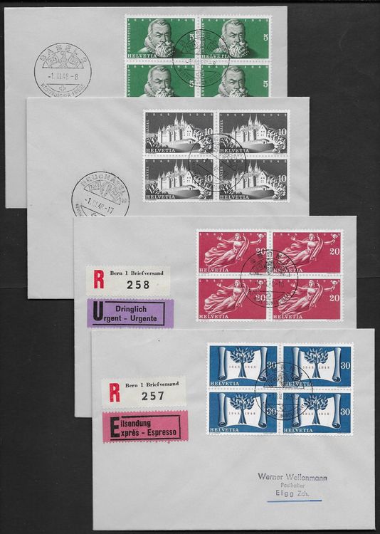 1948 SET R/Ex. Briefe Nr. 281-284 verschied. o sauber ab 1.- (Gebraucht) in Zürich für CHF 2 ...