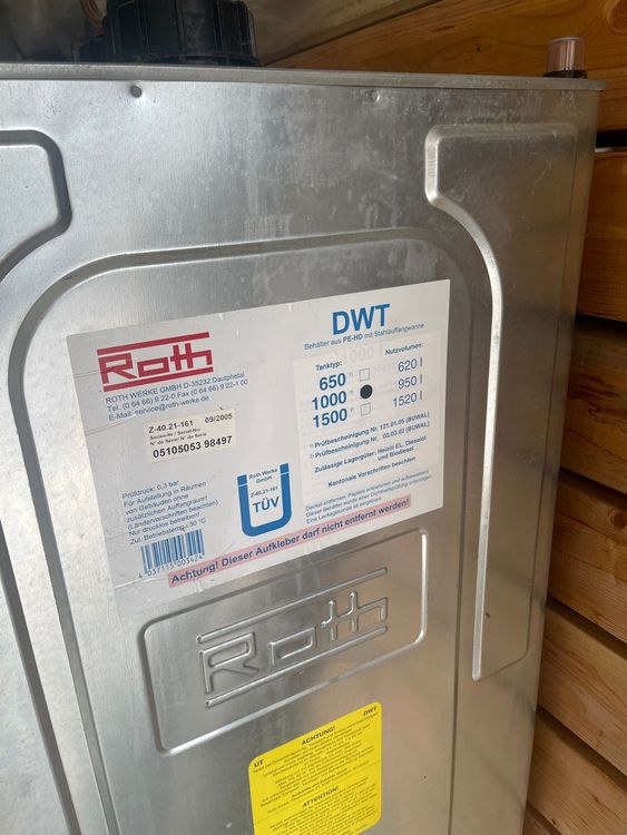 Roth Öltank Doppelwand-Tank, 1000l (Gebraucht) in Holderbank SO für CHF ...