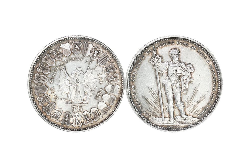 5 Franken Schützentaler "Basel" von 1879 (vz-unz) (Gebraucht) in Kollbrunn für CHF 70 – mit ...