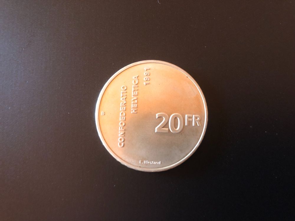 20 Francs 1991-700 ans Confédération-Argent (D'occasion) à Vevey pour ...