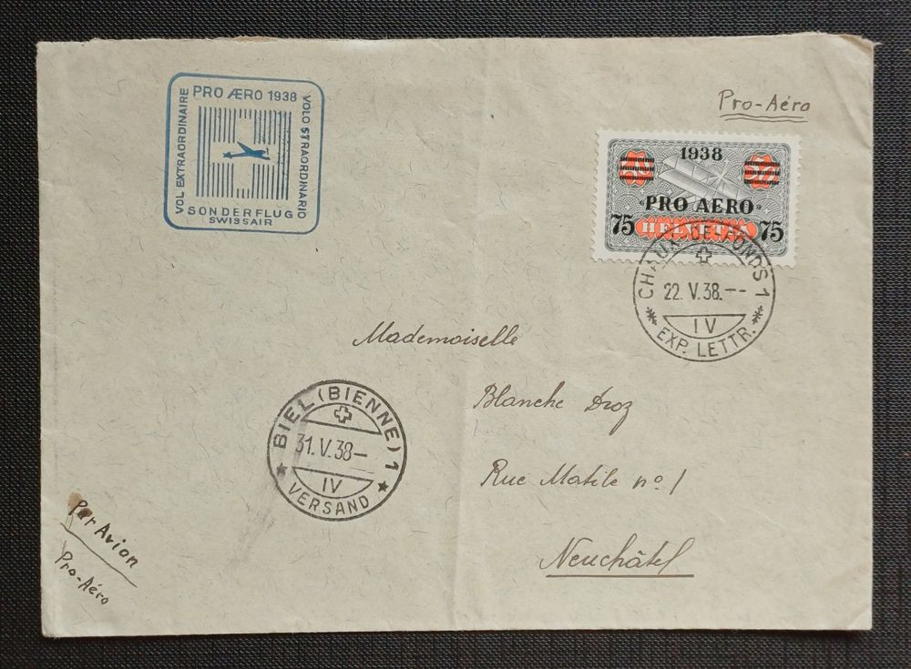 Flugpost PRO AERO Sonderflug Swissair 1938 (Gebraucht) in Brittnau für CHF 3 – mit Lieferung auf ...