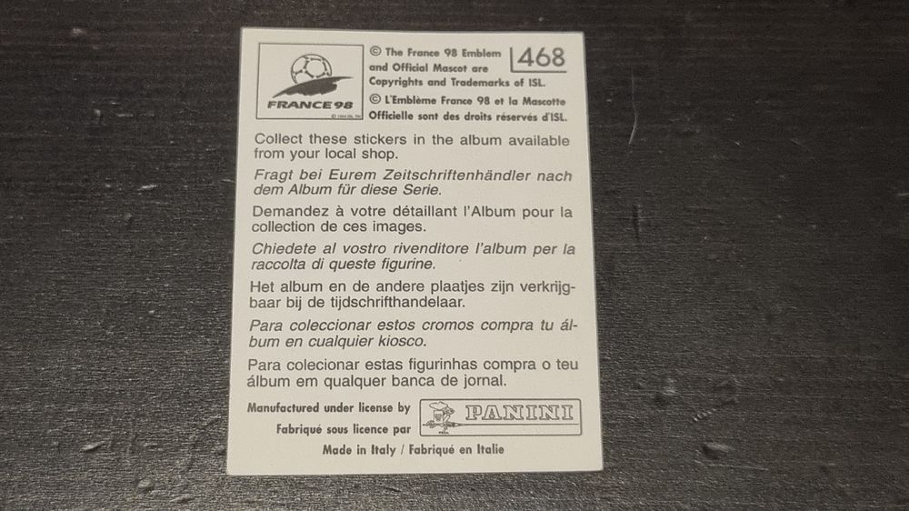 Sticker Panini Coupe du Monde France 98 - Sol Campbell! (Neuf (Voir ...