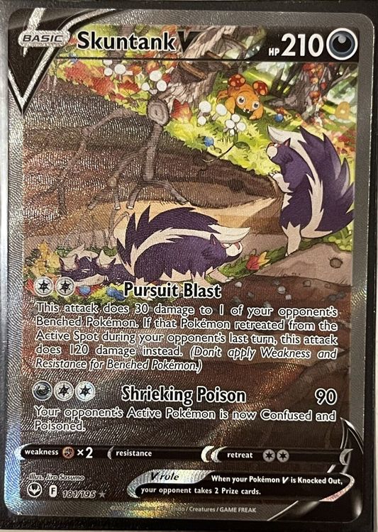 SKUNTANK V ALT ART 181/195 SILVER TEMPEST POKEMON KARTE | Acheter sur Ricardo