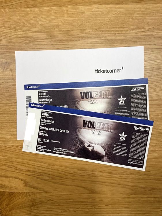 2x VOLBEAT Tickets | Golden Circle, Hallenstadion 08.11.2022 | Kaufen ...