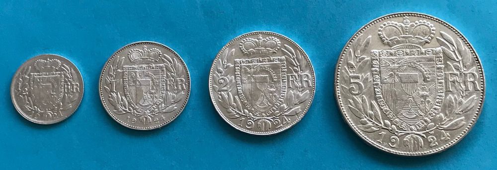 Liechtenstein Silber 50 Rappen bis 5 Franken-Münzen von 1924 | Kaufen auf Ricardo