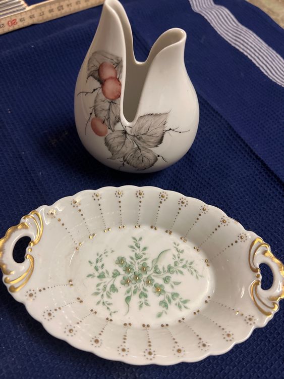 2 Porzellan Vase/Schale Arzberg/Tettau handbemalt signiert(Q (Gebraucht) in Rorschach für CHF 5 ...