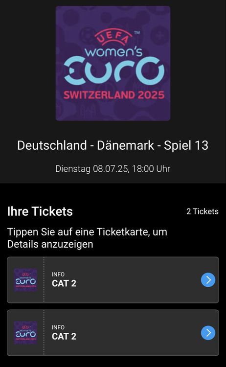 2 Tickets: Deutschland - Dänemark, Women's EURO 2025 (Neu und ...