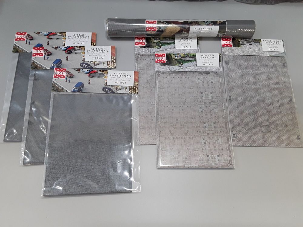 Busch _ 7 Sets _ diverse Pflaster _ Platten _ Spur H0 (Neu (gemäss ...