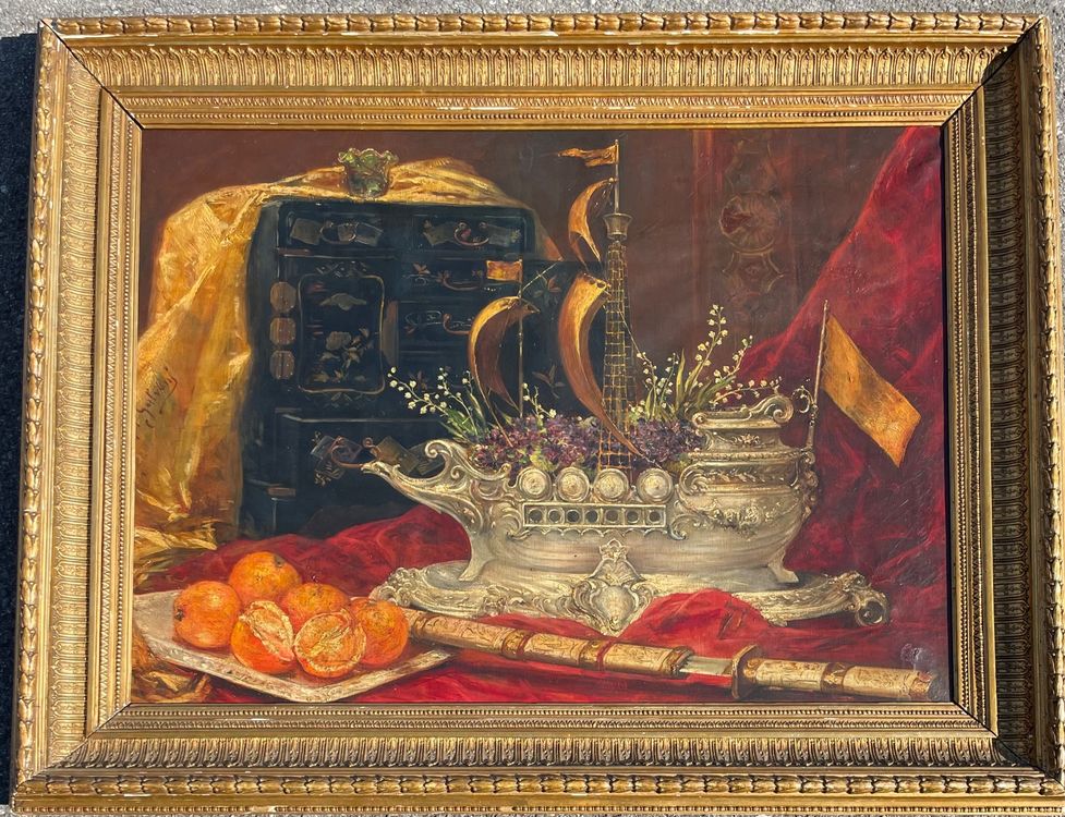 Antikes grosses Stillleben Gemälde unleserlich Signiert | Kaufen auf Ricardo