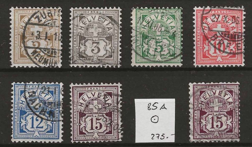 1906 : Ziffermuster Nr. 80 - 85 + 85a : KP 495.-- (Gebraucht) in Gümligen für CHF 25 – mit ...