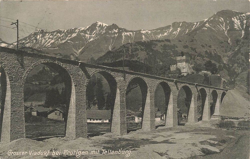 Grosser Viadukt frutigen tellenburg bahn zug Briefmarke Rück (Gebraucht ...