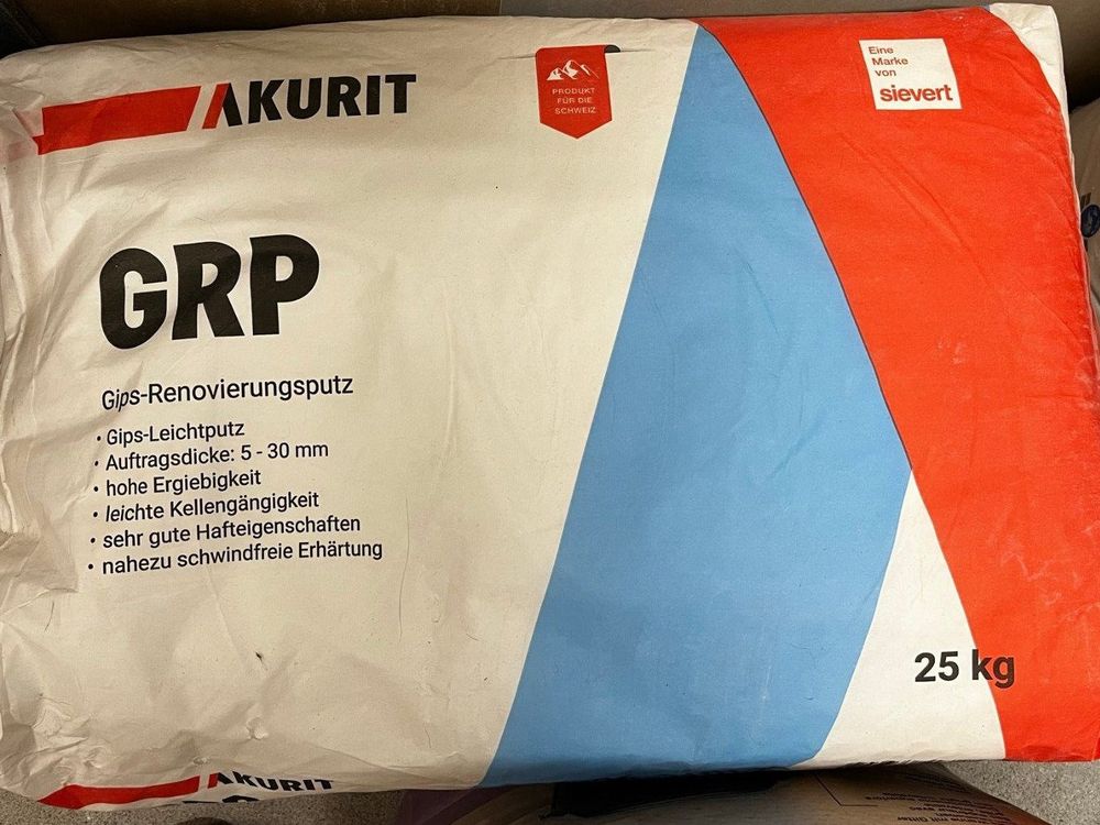 2x AKURIT GRP Gips-Renovierungsputz à 25kg | Kaufen auf Ricardo