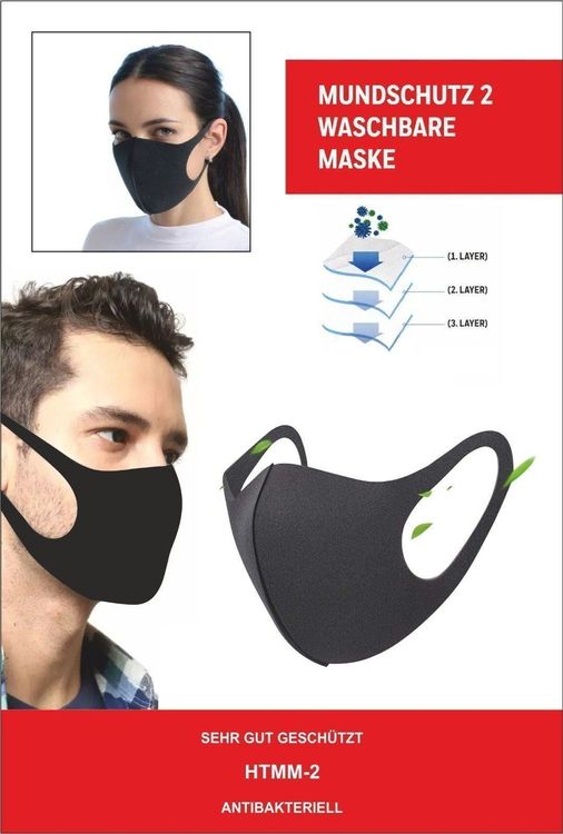 Schwarz Waschbare Textil Maske | Kaufen auf Ricardo
