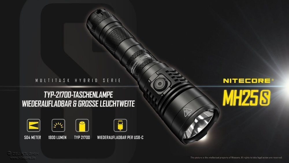 NiteCore MH25S - 1'800 Lumen USB mit grosser Leuchtweite | Kaufen auf ...