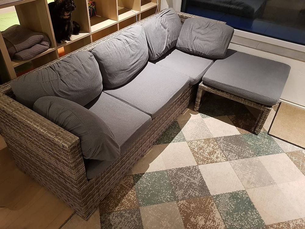 Garten Eck Lounge 3er Sofa mit Hocker und Anbauteilen (Gebraucht) in ...
