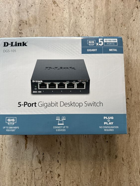 D-Link DGS-105 5-Port Gigabit Switch Desktop (Neu und originalverpackt ...