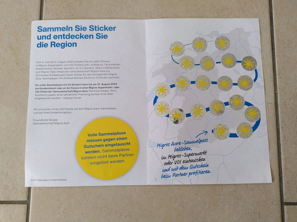 MIGROS AARE SAMMELPASS- 1 VOLLE KARTE (Neu (gemäss Beschreibung)) in Brugg AG für CHF 2 – mit ...