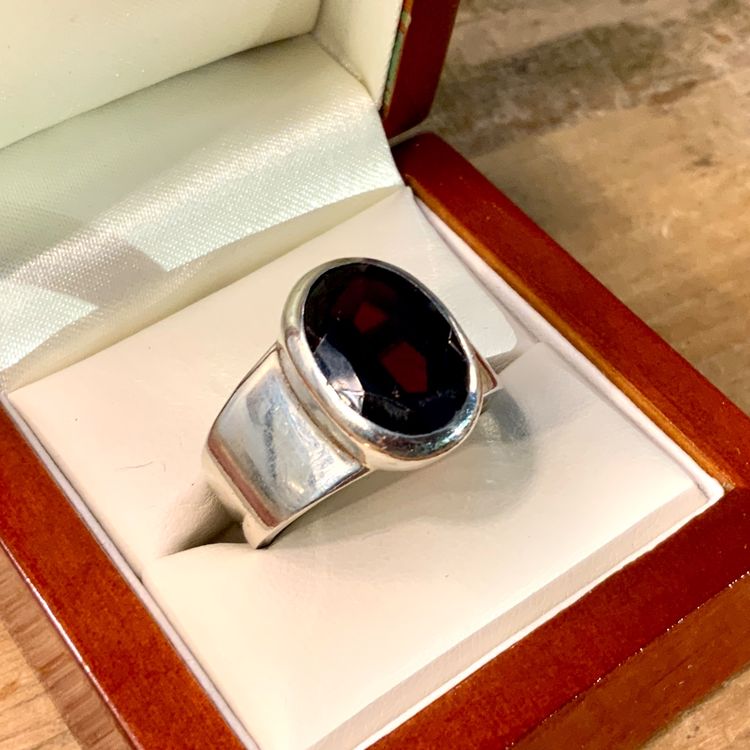 VINTAGE RING MASSIV STERLING 925 GRANAT, UNISEX, GR.62 (Gebraucht) in ...