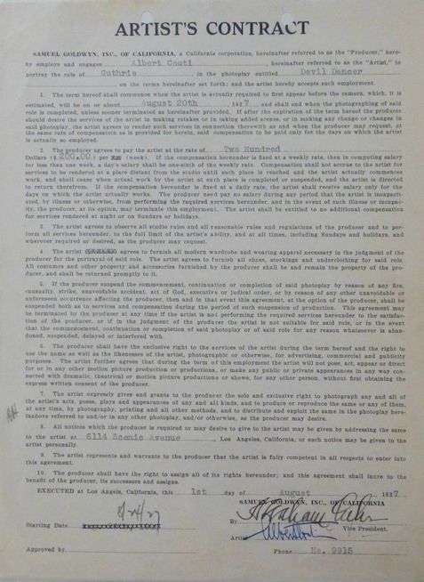 Albert Conti (1887-1967) Schauspieler - sign. Vertrag (Gebraucht) in ...