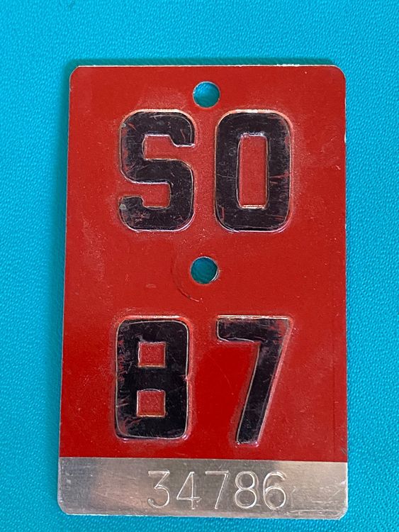 Velonummer SO 87 / Plaque Vélo (Gebraucht) in Schnottwil für CHF 8 ...