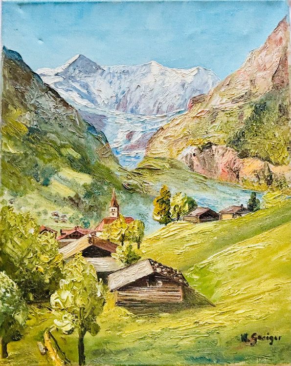 W. Geriger sign., Ölgemälde, Landschaft, Gletscher, Wallis ? (Gebraucht) in Frauenfeld für CHF ...