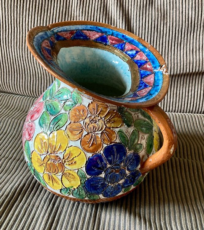 Keramik-Krug / Vase Blumenmuster | Kaufen auf Ricardo