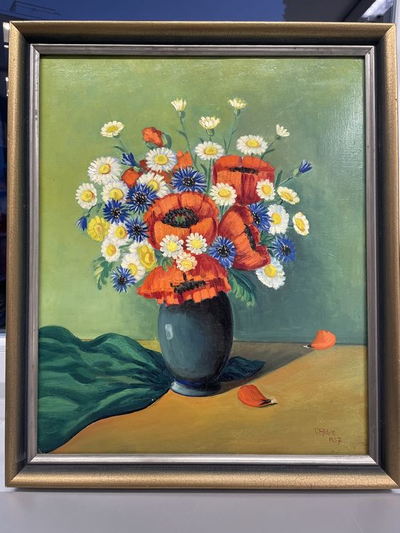 Ölgemälde Blumen Stillleben Mohnblumen signiert 1937 gerahmt (Gebraucht) in Zürich für CHF 34 ...