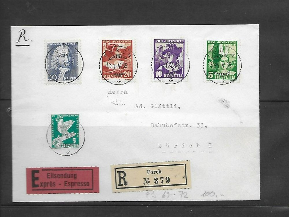 PJ Satzbeleg 1934 Kat: CHF 100.- | Kaufen auf Ricardo