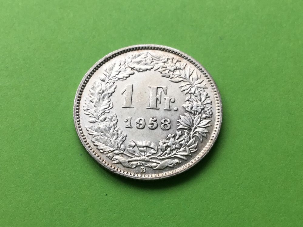 Sehr schöne 1 Franken Silbermünze 1958 VZ | Kaufen auf Ricardo