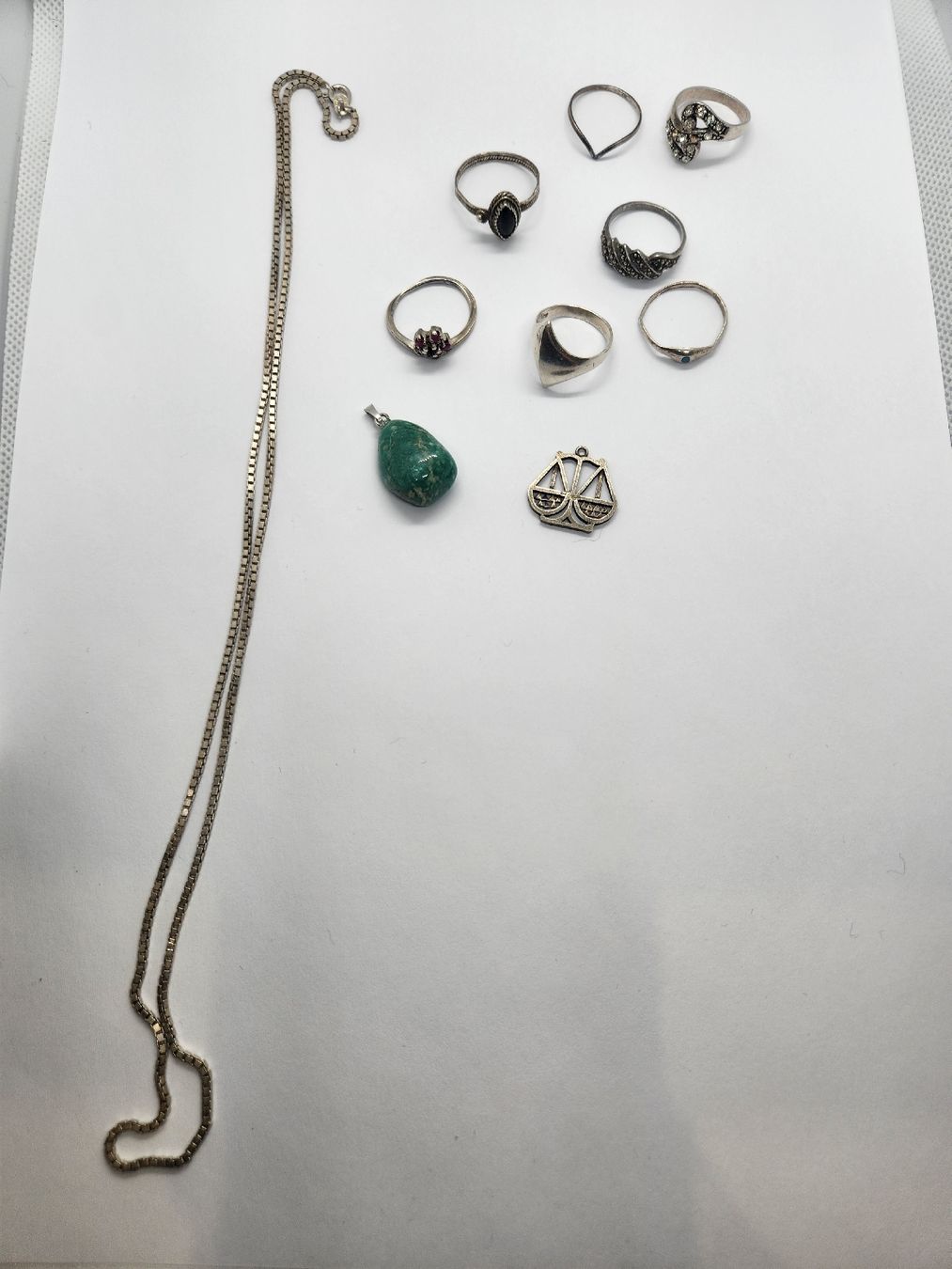 Schmuck Konvolut, Silber, Ringe, Anhänger, Kette, 925, 800.. (Defekt ...