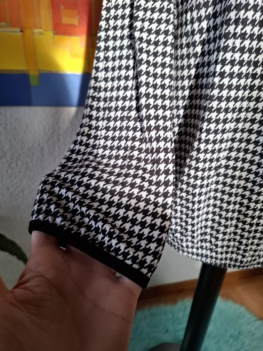 Langarmshirt Gr 40 42 L Hahnentritt Schwarz Weiss Office 🎁 (Gebraucht ...