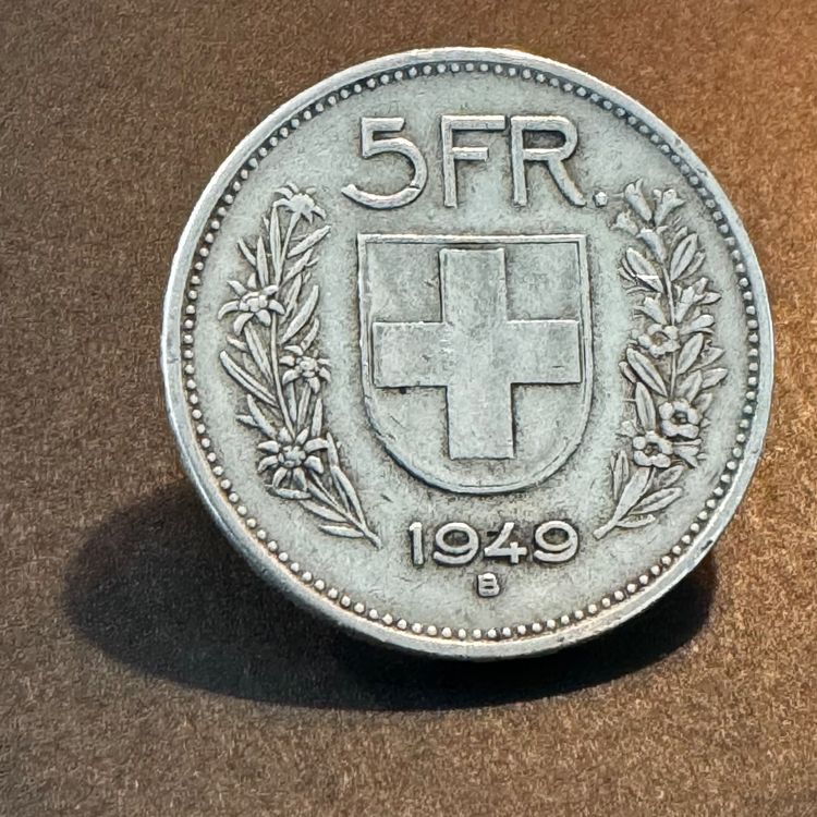 5 Franken Silber 1949 Fünfliber Münze (Gebraucht) in Niederrohrdorf für CHF 17 – mit Lieferung ...