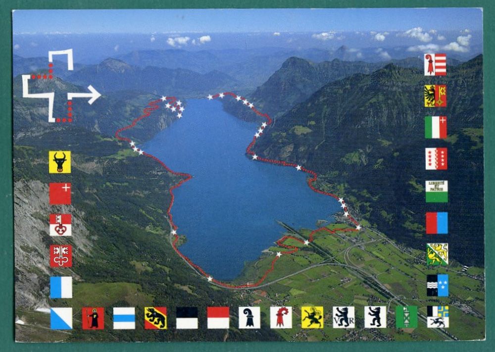 Weg der Schweiz mit den 26 Kantonswappen, 1991 (Gebraucht) in Sargans ...