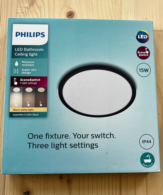 Philips SuperSlim LED IP44 2.700K Ø 29,5cm schwarz_NEU | Kaufen auf Ricardo