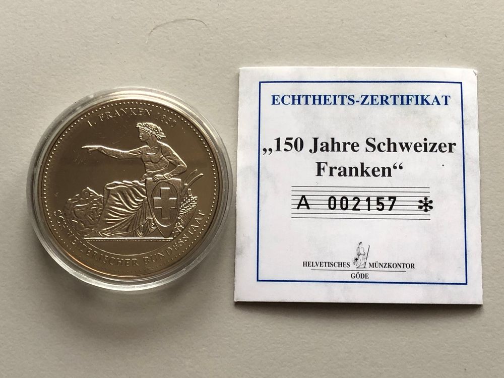 150 Jahre Schweizer Franken mit Zertifikat (Neu und originalverpackt) in Schötz für CHF 22 – mit ...