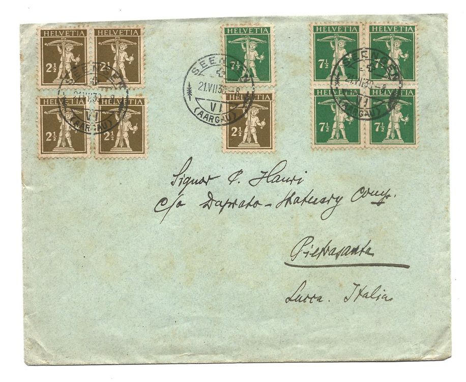 Brief 21.VII.30 Marken-Tellbuben mit Viererblock Tell Nr.171 (Gebraucht ...