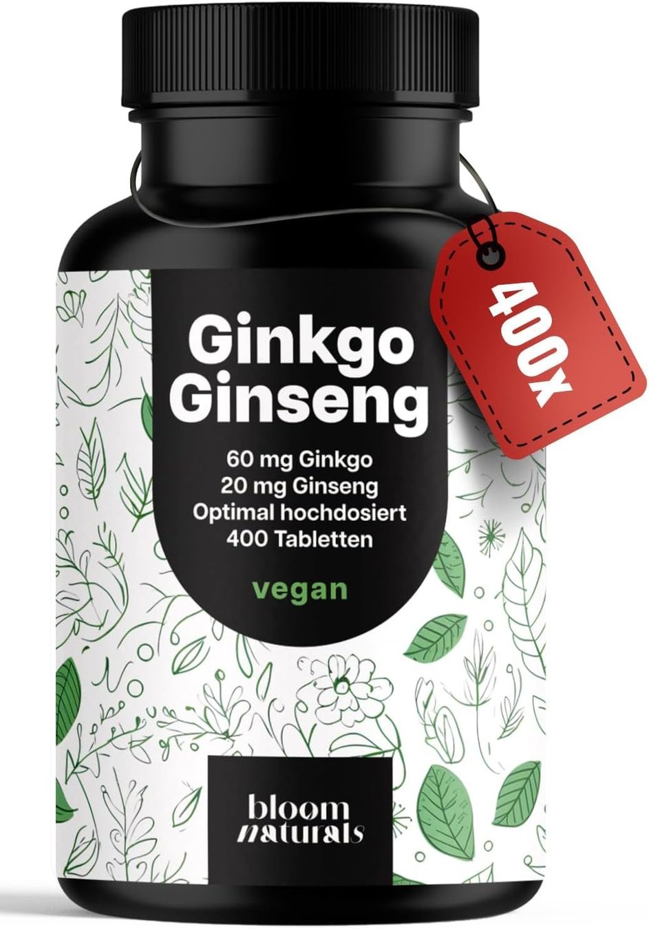 Ginkgo + Ginseng – 400 vegane Tabletten hochdosiert (Neu und ...