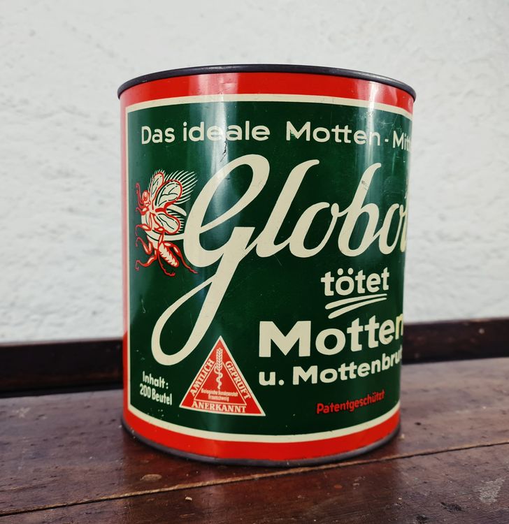 Antike Große Blechdose Dose Globol tötet Motten | Kaufen auf Ricardo