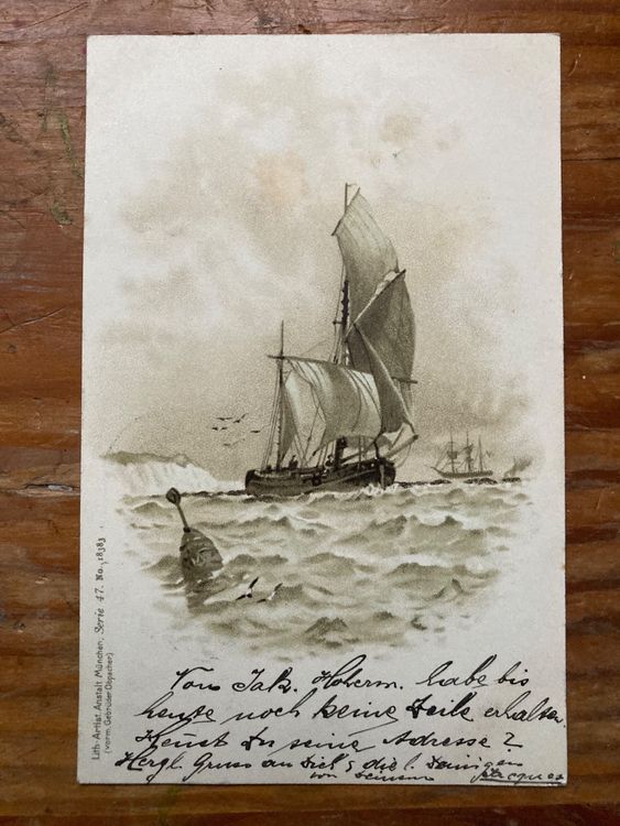 Alte Postkarte mit Segelschiff, gelaufen 1899 | Kaufen auf Ricardo Alte Postkarte mit Segelschiff, gelaufen 1899 | Kaufen auf Ricardo