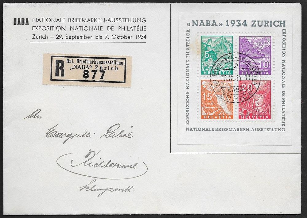 1934 R/ Sonderbrief NABA ZH Block W1 SBK 850.- selten ab 1.- | Kaufen auf Ricardo