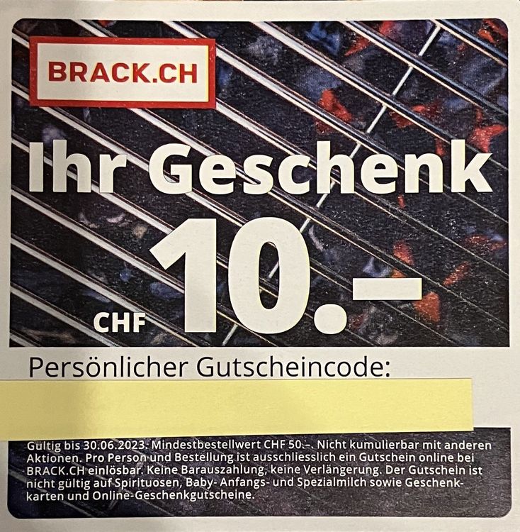 Brack Gutschein Fr.10.- bei Einkauf über Fr.50.- | Kaufen auf Ricardo