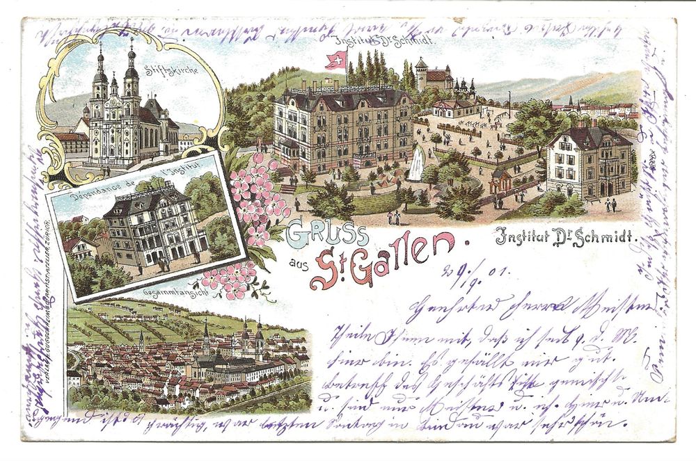 Gruss aus St. Gallen - Institut Dr. Schmidt rare Litho 1901 | Kaufen auf Ricardo