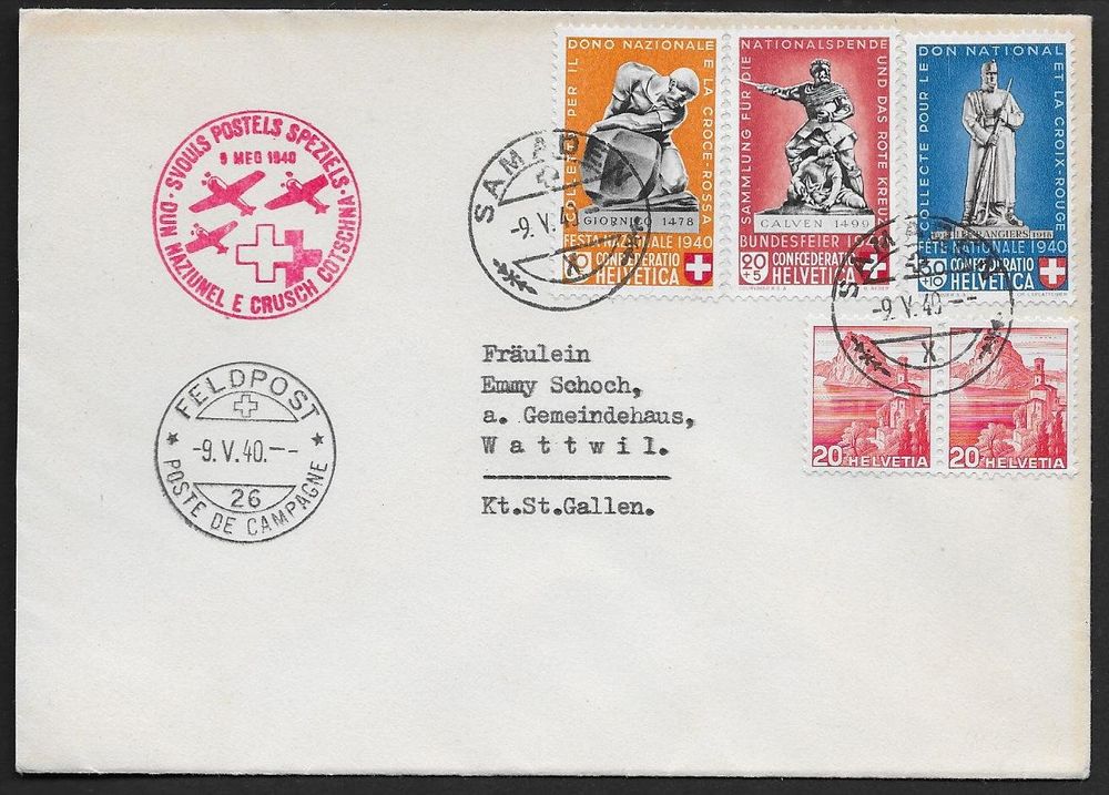 1940 Brief RotKreuz Samaden o Feldpost 26 top frank. ab 1.- (Gebraucht ...